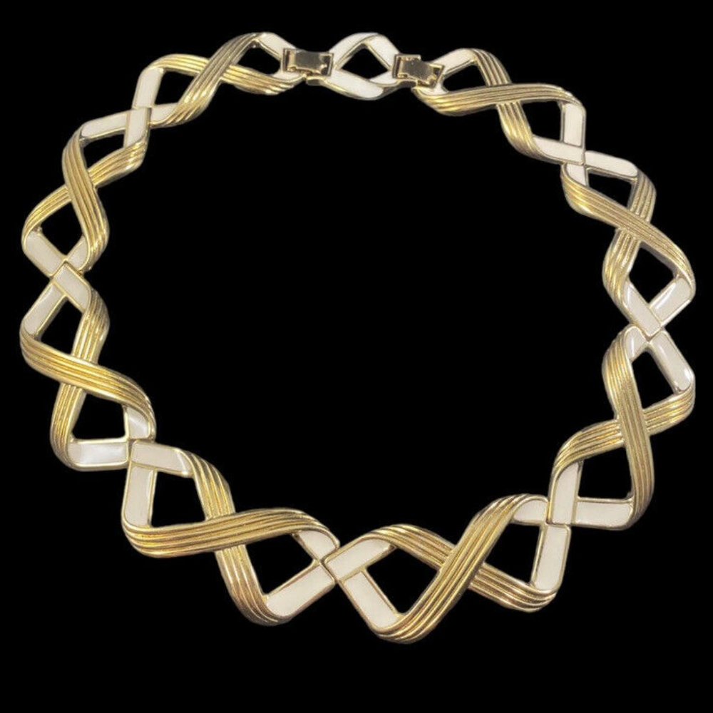 Monet 1960's Vintage Enamel Collar Choker Link Neckla… - Gem